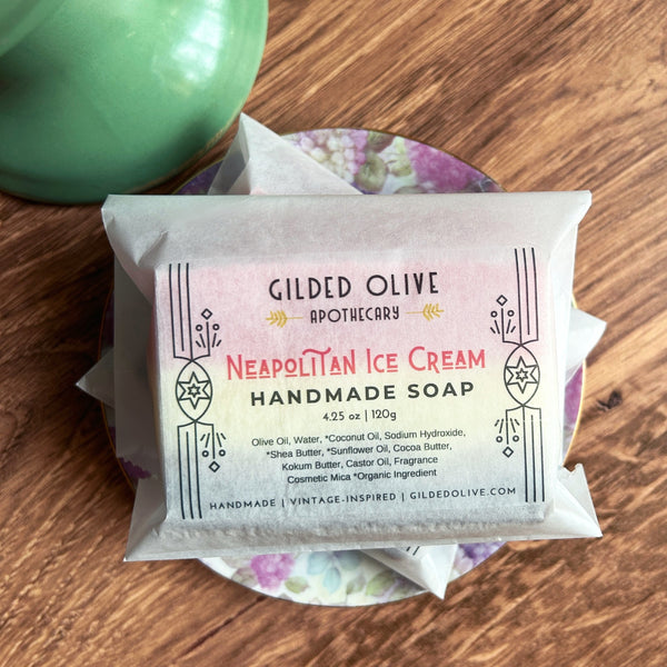 Neapolitan Ice Cream Handmade Soap | Gilded Olive Apothecary