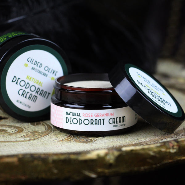 Natural Deodorant Cream, Rose-Geranium - Gilded Olive Apothecary
